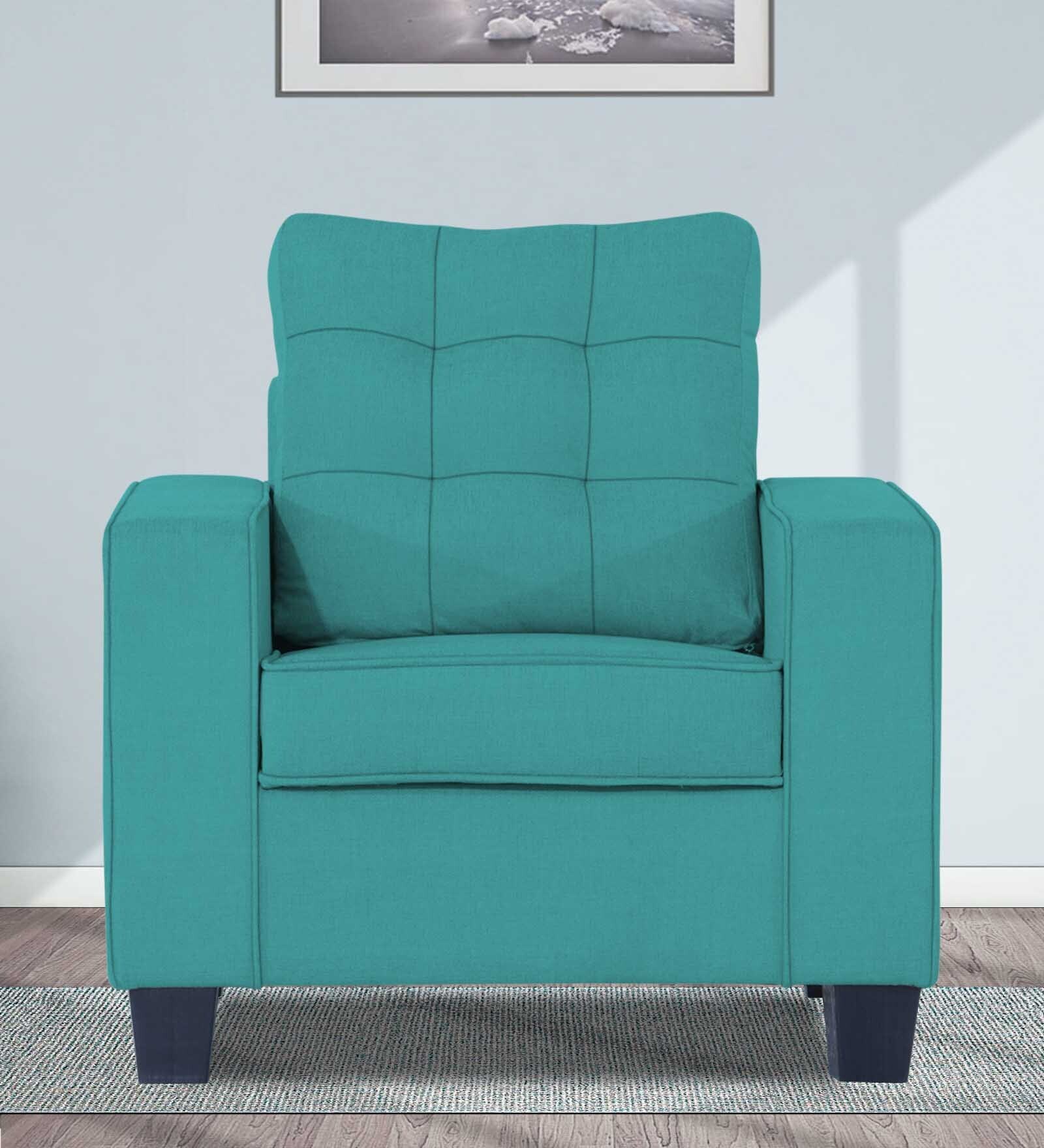 Buy Raptor Fabric 1 seater sofa in Aqua Blue Colour at 87% OFF by Adorn ...