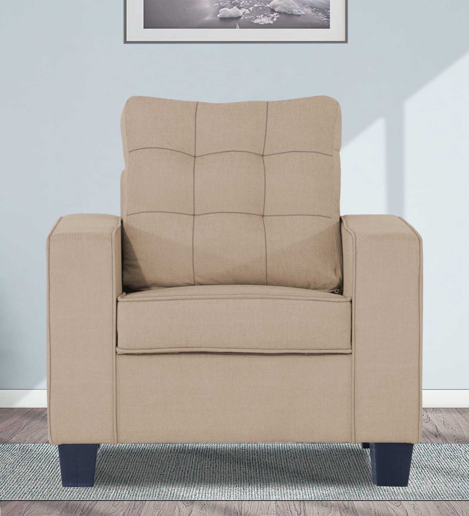 Buy Raptor Fabric 1 seater sofa in Beige Colour at 41% OFF by Adorn ...