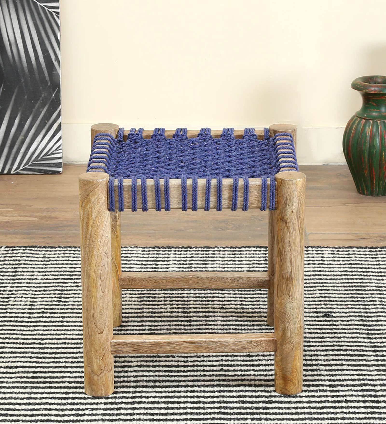 Buy Raye Solid Wood Stool at 3% OFF by Bohemiana from Pepperfry | Pepperfry