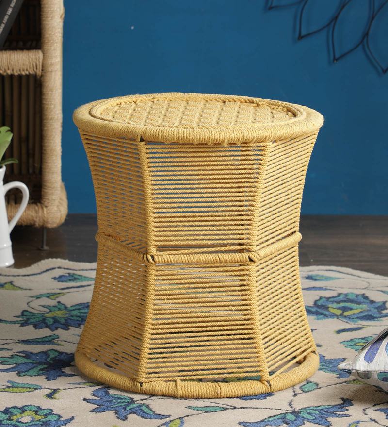 Buy Ethnic Muddha Wicker Seating Stool in Beige Colour by Cdi Online ...