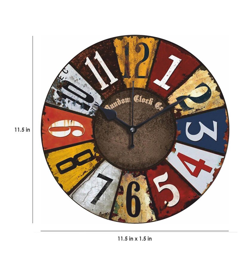 Buy Multicolor Engineered Wood Analog Wall Clock by Random Online ...