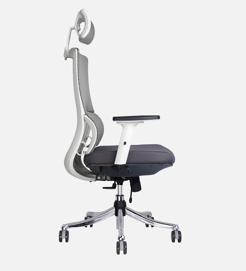 Buy Razor Breathable Mesh Ergonomic Chair in White & Grey Colour by ...