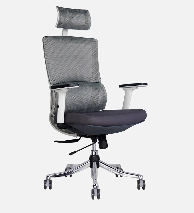 Buy Razor Breathable Mesh Ergonomic Chair in White & Grey Colour by ...
