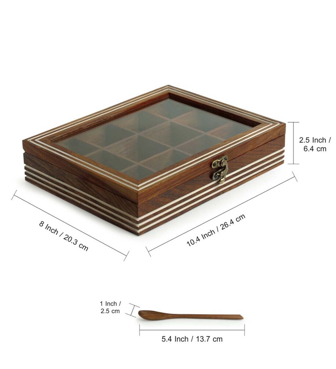 Buy Rectangular (Each 90ml) Sheesham Wood Spice Box with Spoon by ...