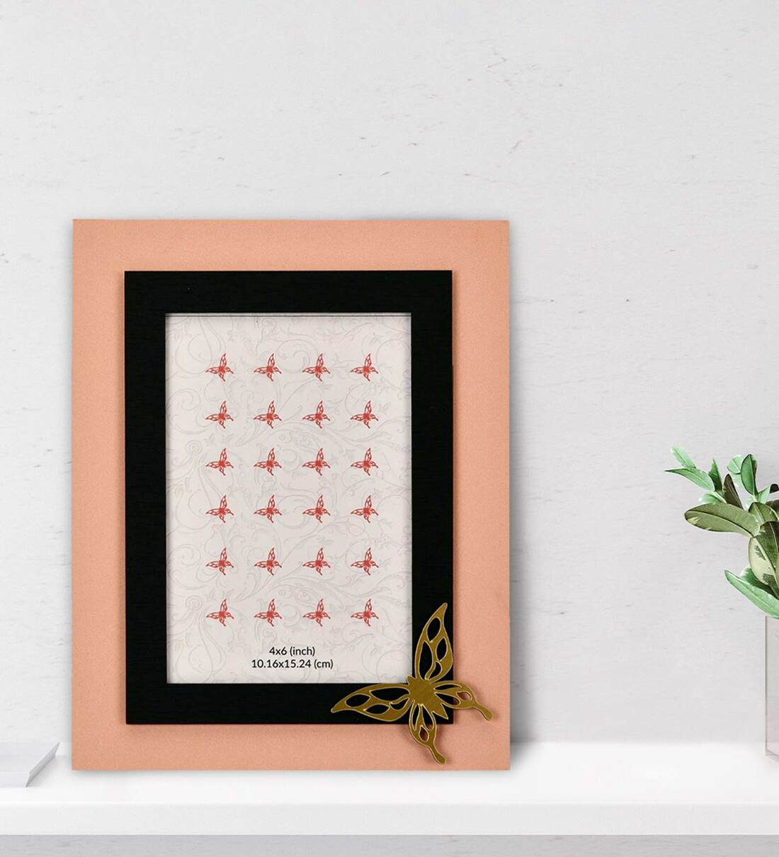 Buy Rectangular Butterfly Logan Pink Engineered Wood Table Photo Frame ...