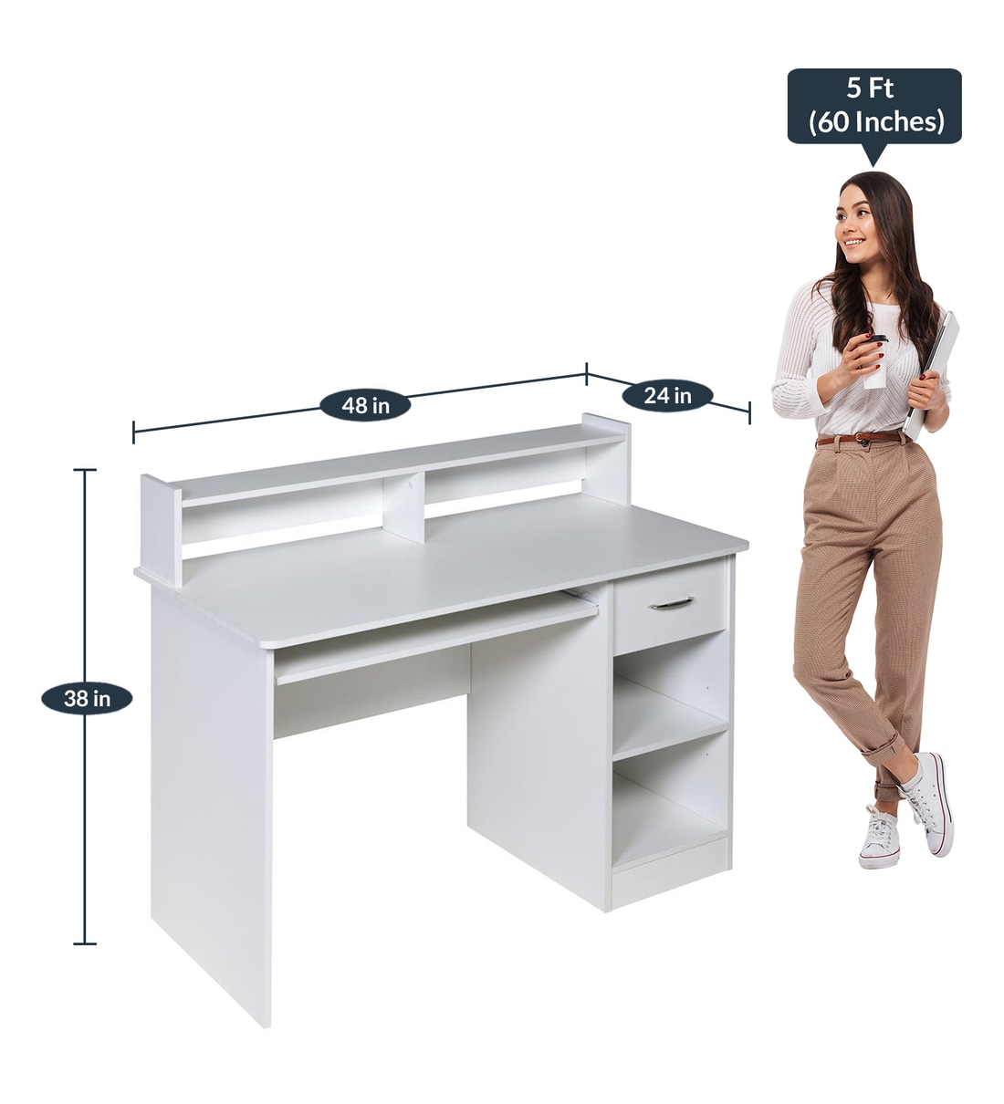 Buy Computer Table in White Colour by Sovereign Furniture Online ...