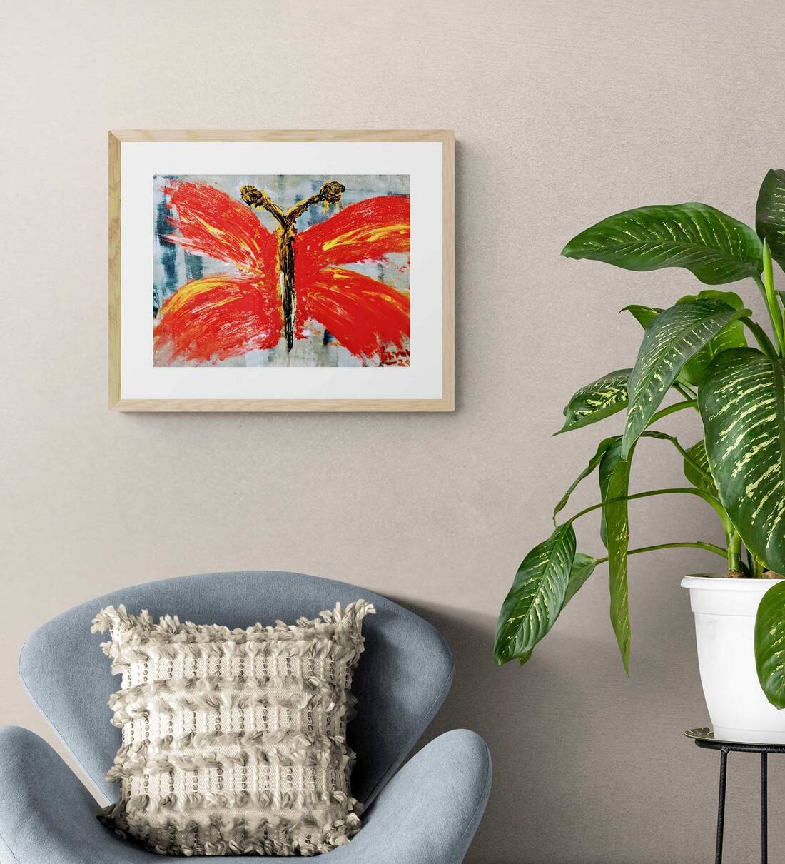 Buy Red Butterfly Handmade Acrylic On Unframed Canvas Painting at 39% ...