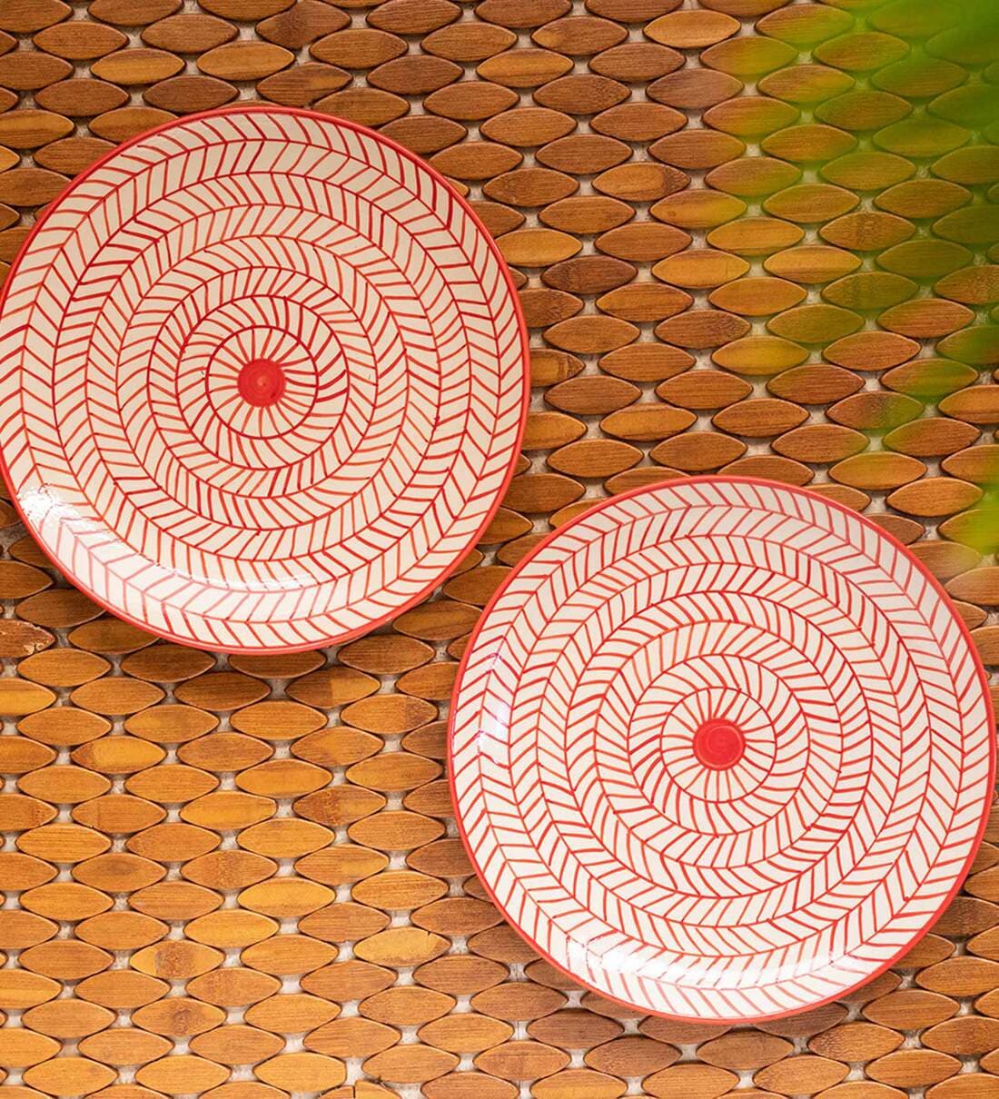 Buy Chevrons 10 Inch Red Ceramic (Set of 2) Dinner Plate at 46% OFF by ...
