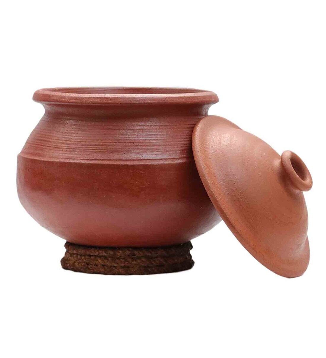 Buy Red Clay Handi with Lid 3 Litre By Ecocraft India Online - Pots and ...