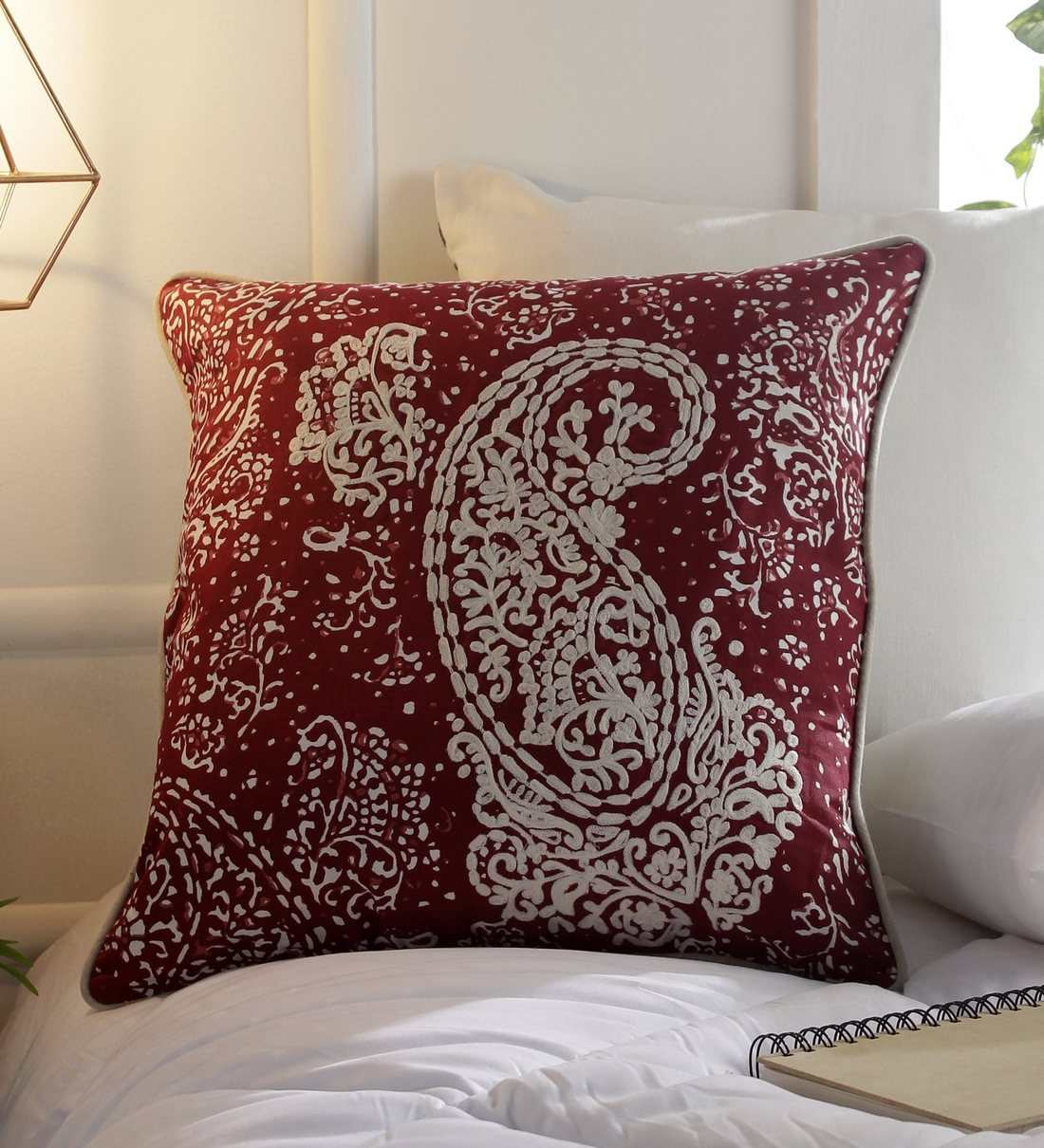 Buy Traditional Pattern Cotton Red Cushion Cover 18 x 18 inches by ...