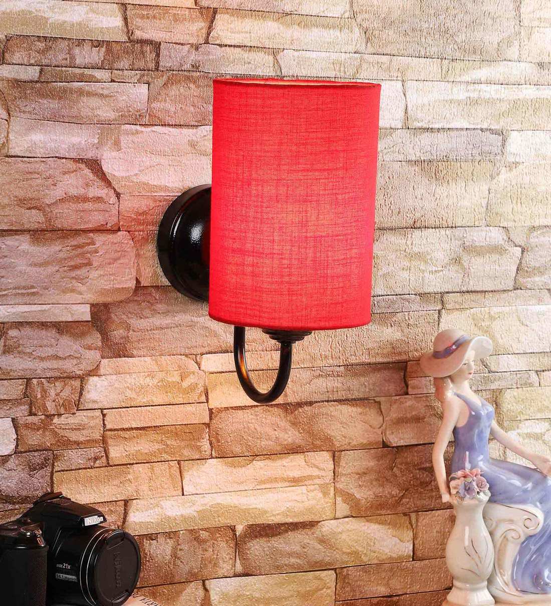 Buy Red Cotton Wall Light by Tu Casa Online - Candle Wall Lights - Wall ...