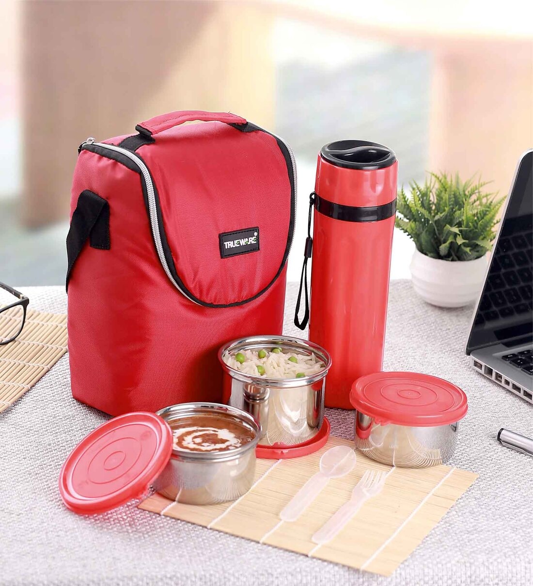 Buy Red Eexecutive Pro 1600ml Stainless Steel (Set Of 4) Lunch Box at ...