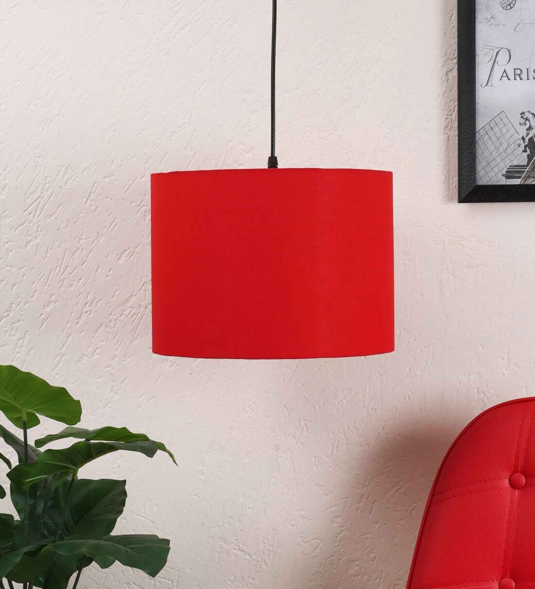 Buy Red Fabric Iron Single Hanging Light By Beverly Studio Online ...