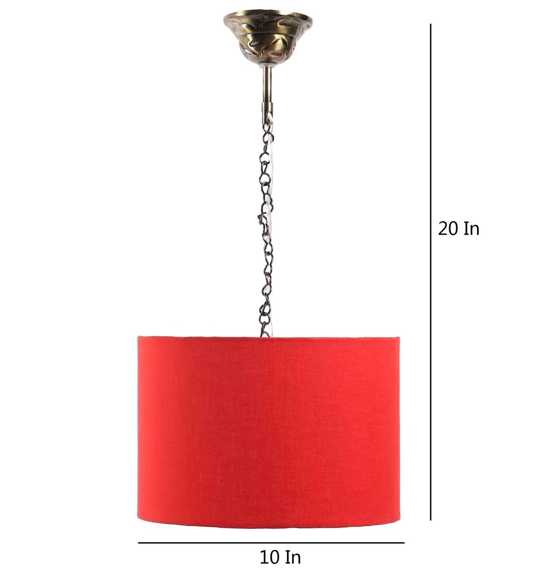 Buy Red Fabric Single Hanging Light By Foziq Online - Drum Hanging ...