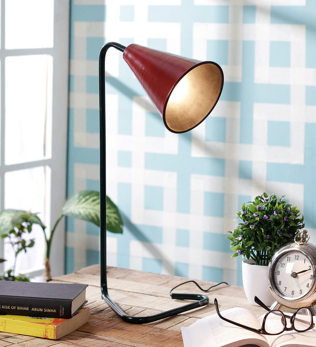 Buy Roman Red Study Lamp With Iron Base By Grated Ginger at 34% OFF by ...