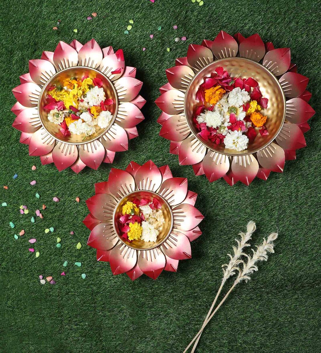 Buy Red Iron Uril Bowl With Flower Design By Amaya Decors at 19% OFF by ...