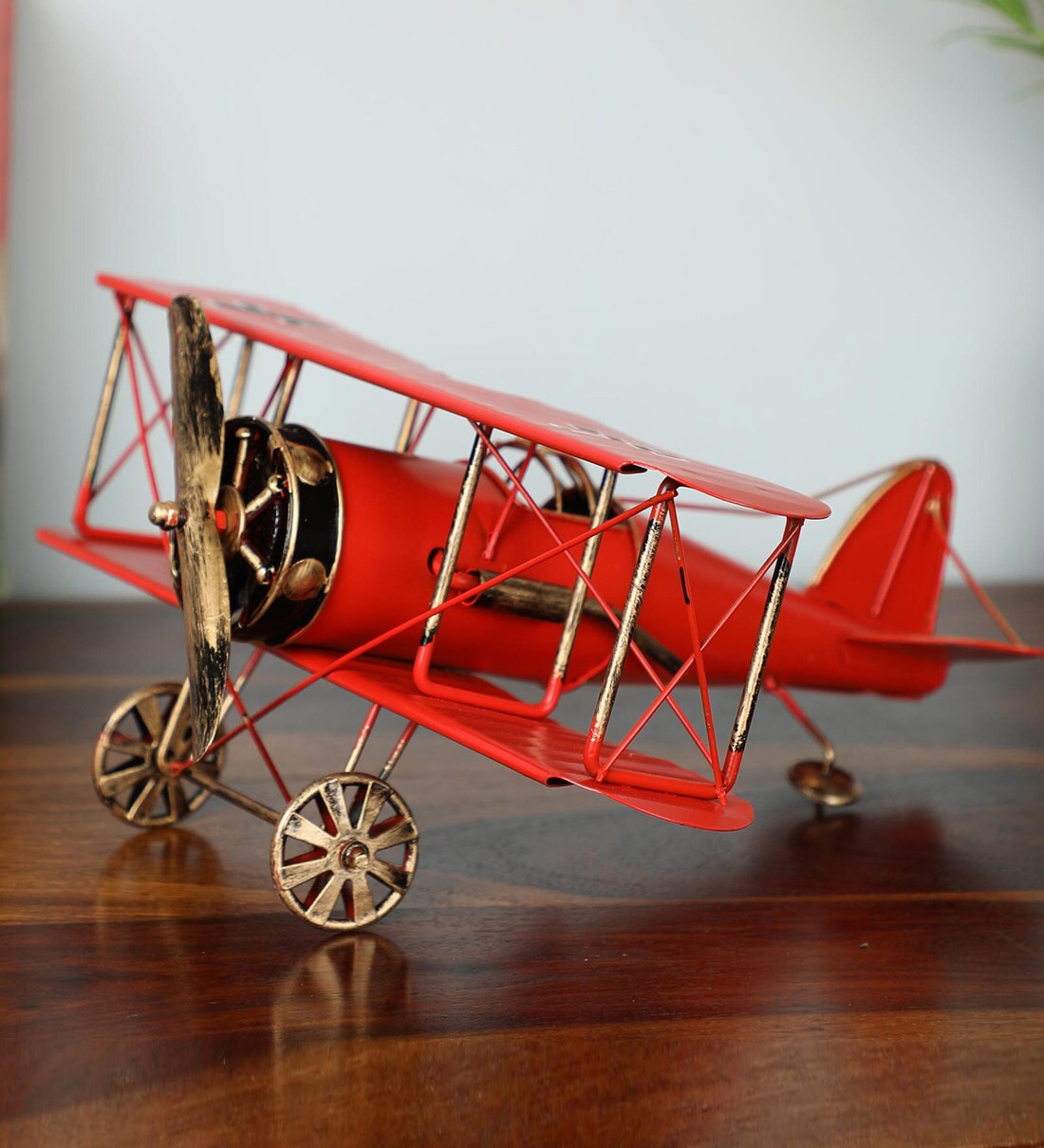 Buy Red Iron Vintage Retro Military Aircraft Showpiece by Zahab Online ...