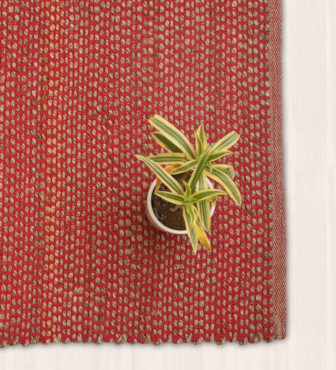 Buy Red Jute & Cotton Geometrical 2 x 3 Feet Hand Woven Carpet by ...