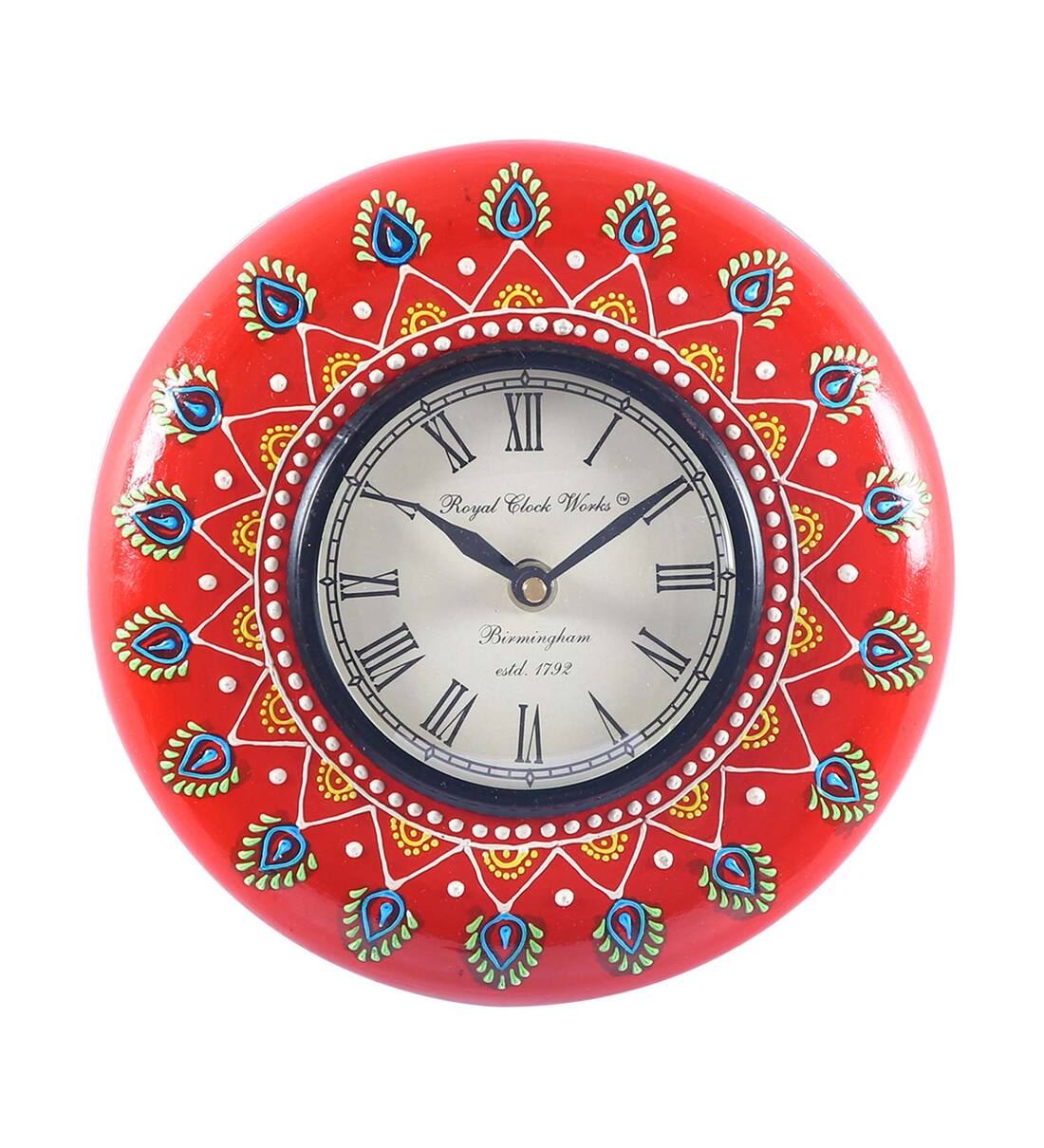 Buy Red MDF+HANDPAINTED Wall Clock by Aapno Rajasthan Online ...