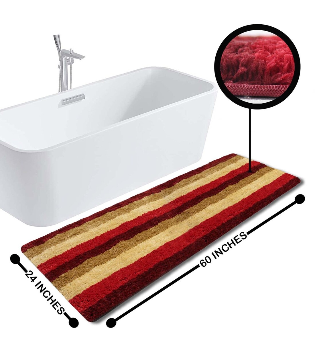 Buy Red Microfibre 24 x 60 Inches Machine Made Floor Runner by Luxe ...