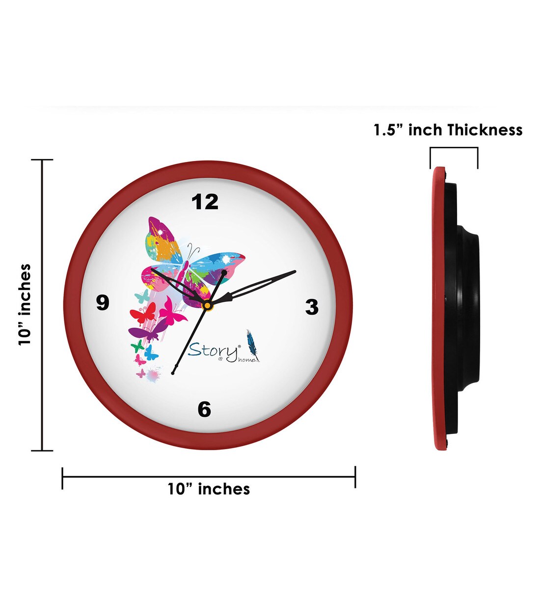 Buy Red Plastic Analog Wall Clock by Story@Home Online - Modern Wall ...