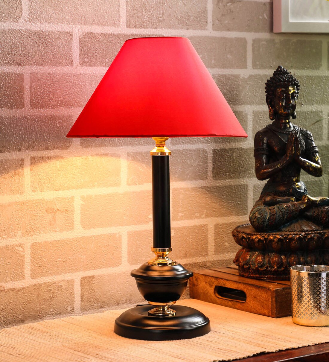 Buy Red Poly Cotton Table Lamp at 46% OFF by Tu Casa | Pepperfry
