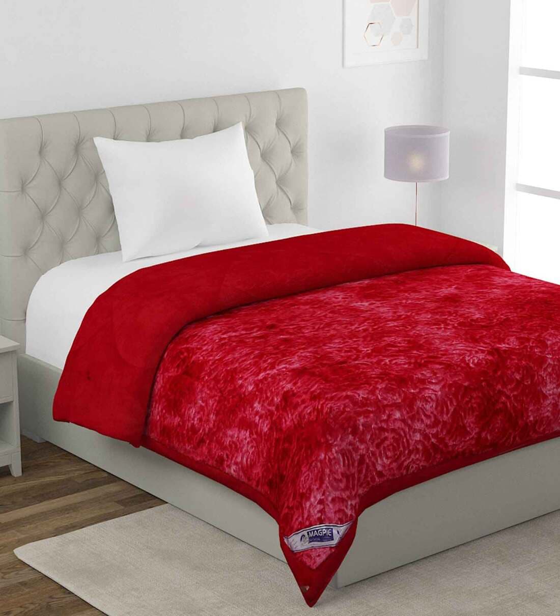 Buy Red Polyester Solid 350 GSM Single Bed Quilt by Hosta Homes at 64% ...