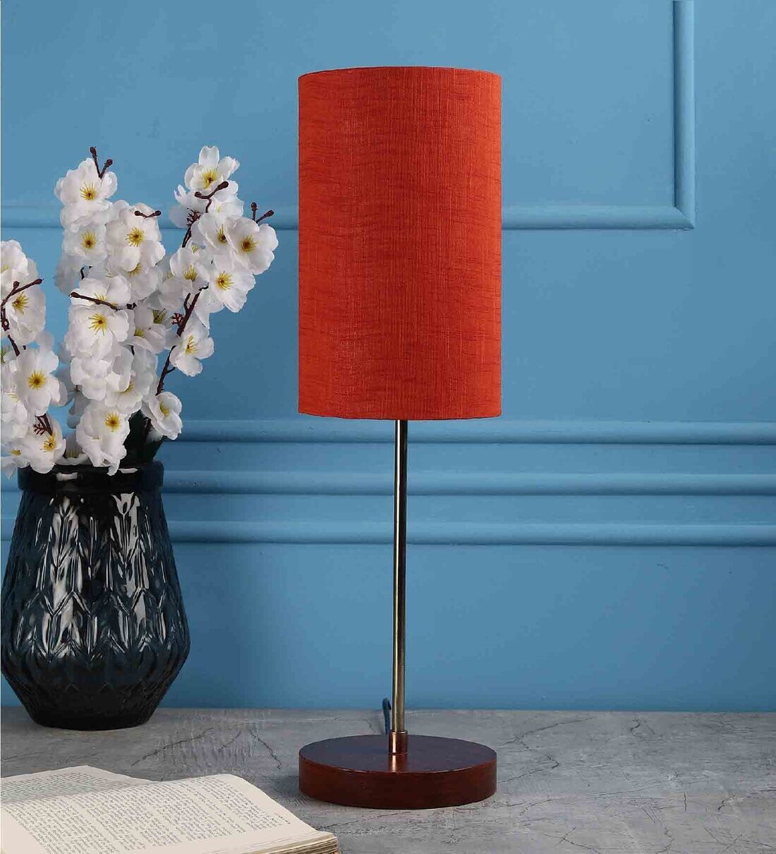 Buy Nymph Red Fabric Shade Night Lamp With Aluminium Base By BTR Crafts ...