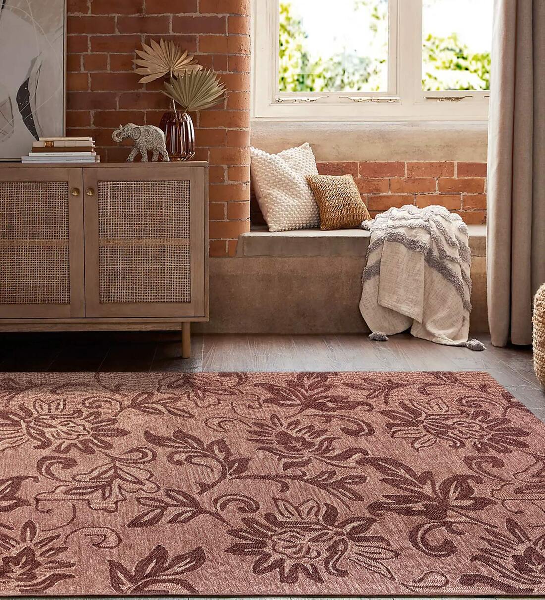 Buy Red Floral Wool 5 ft x 7 ft Hand Tufted Carpet by QAALEEN at 12% ...