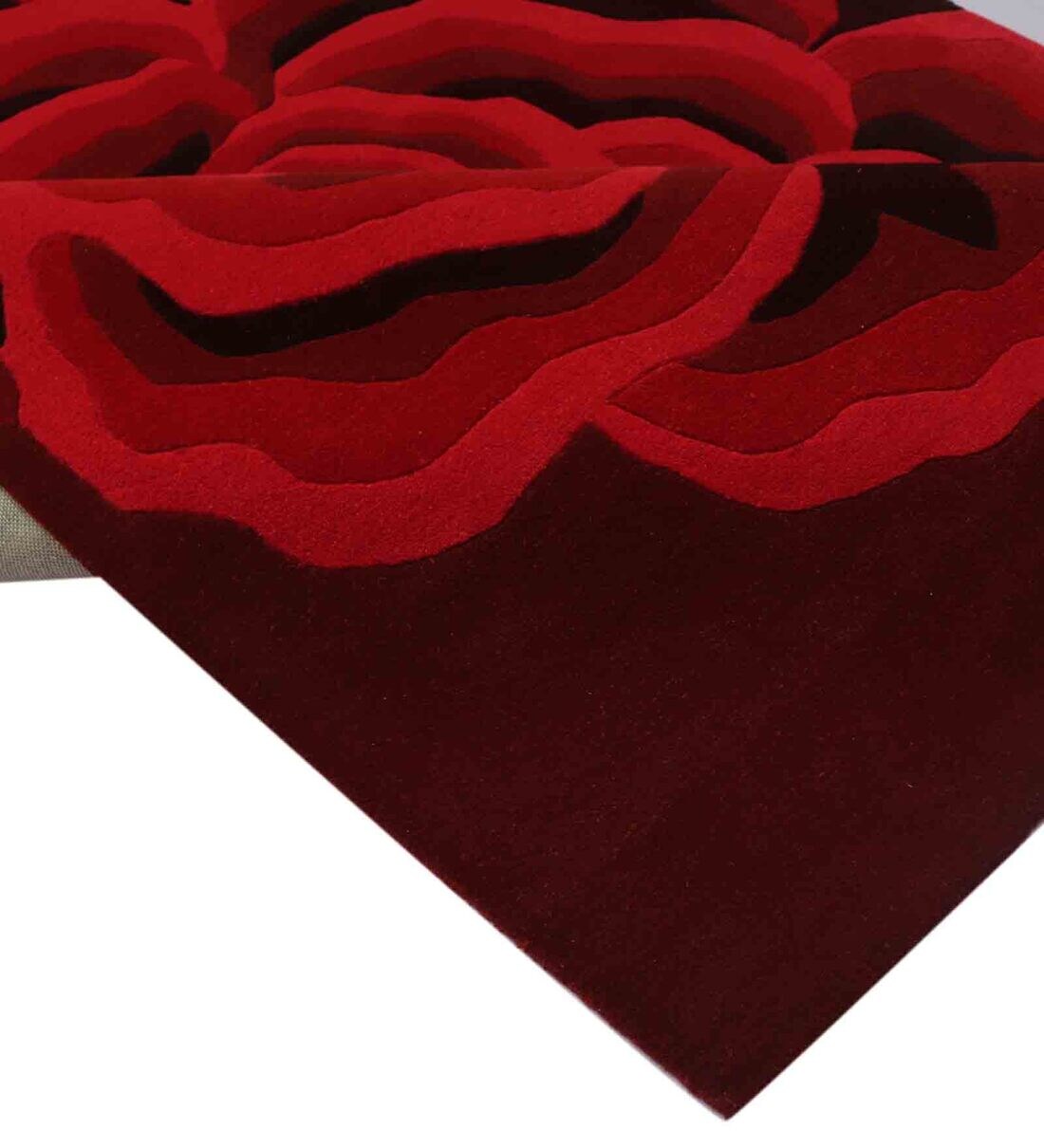 Buy Red Floral Wool 5 ft x 7 ft Hand Tufted Carpet by CARPET IMPEX ...