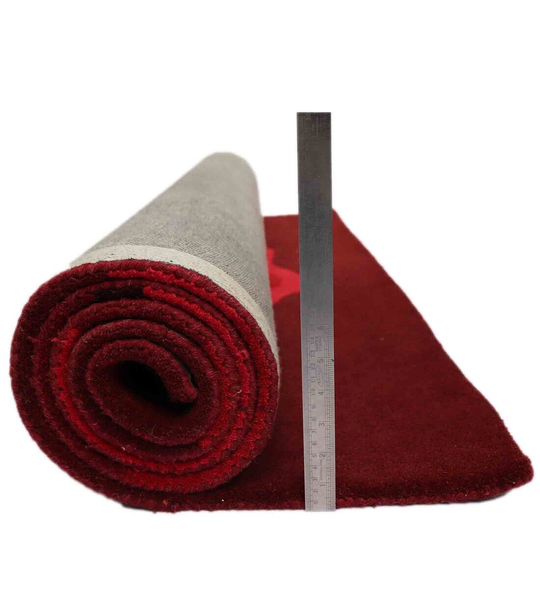 Buy Red Floral Wool 5 ft x 7 ft Hand Tufted Carpet by CARPET IMPEX ...