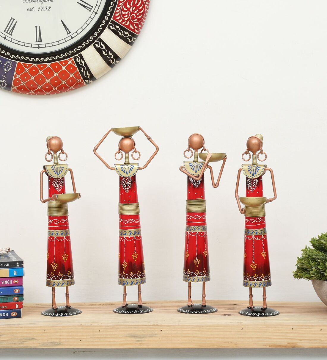 Buy Red Wrought Iron Human Figurine Set Of 4 at 29% OFF by Godeccor ...