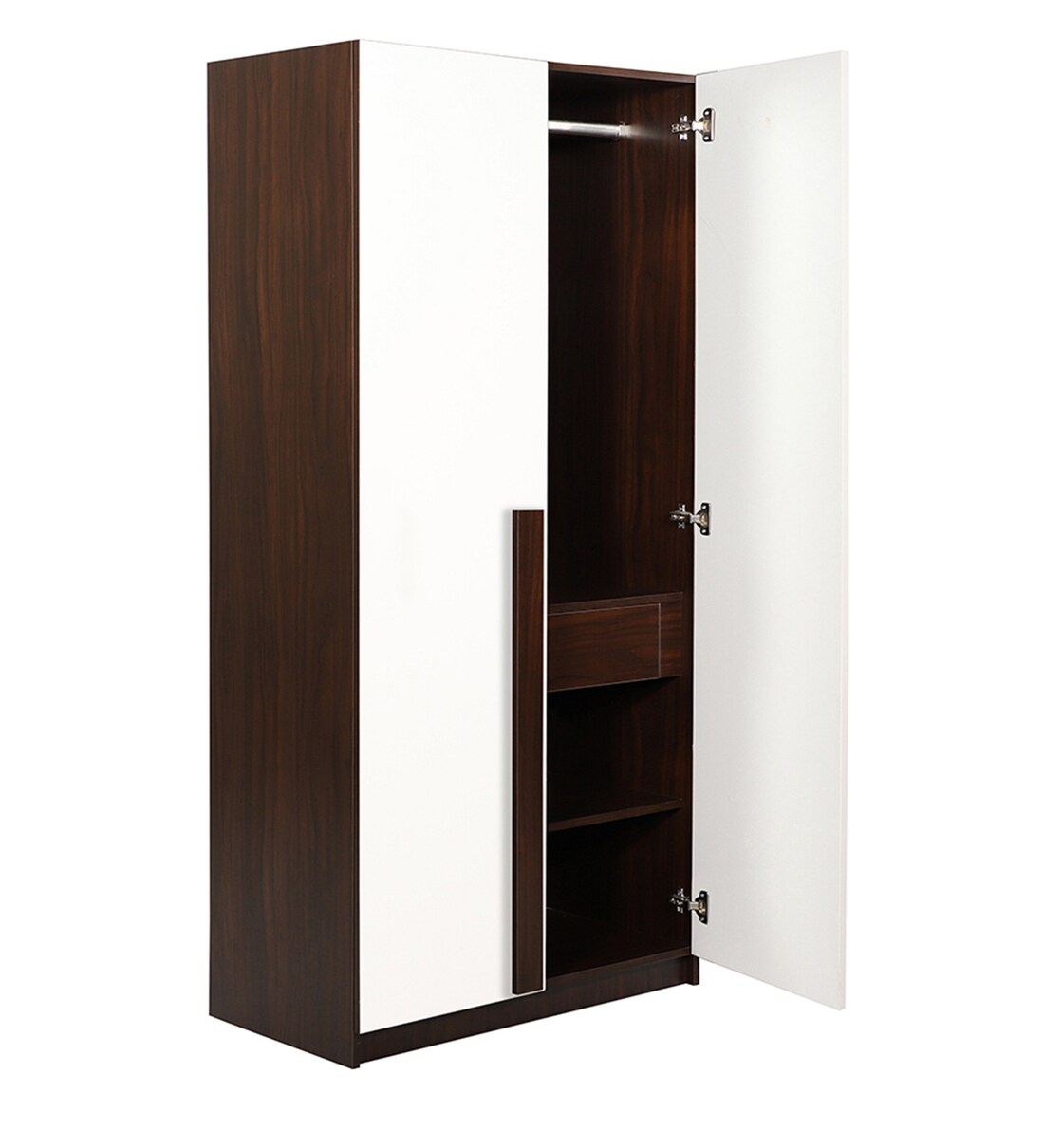 Buy Regal Deluxe 2 Door Wardrobe with Drawer in White & Walnut Colour ...