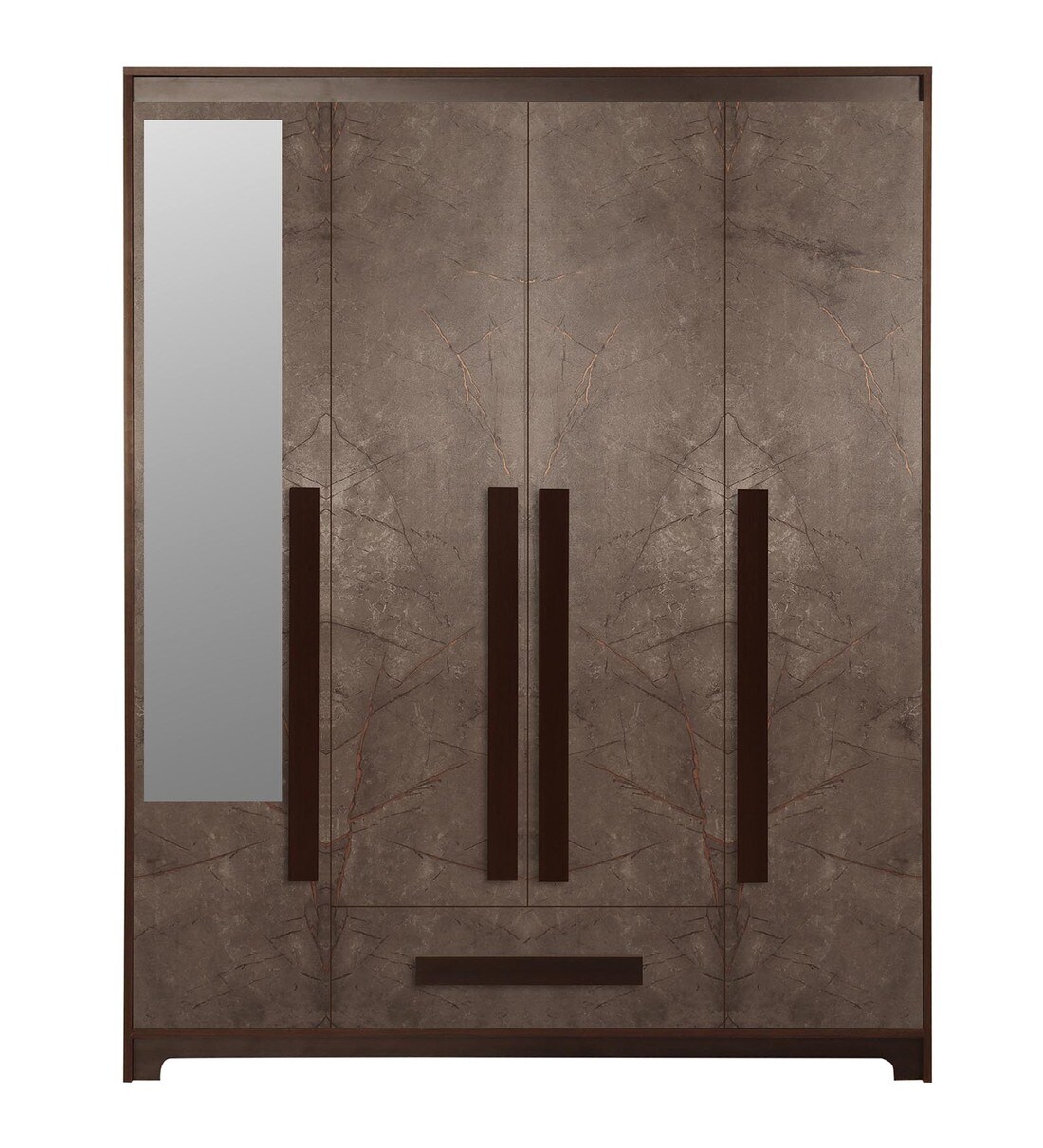 Buy Regal Grand 4 Door Wardrobe in Walnut Marble Finish with Mirror by ...