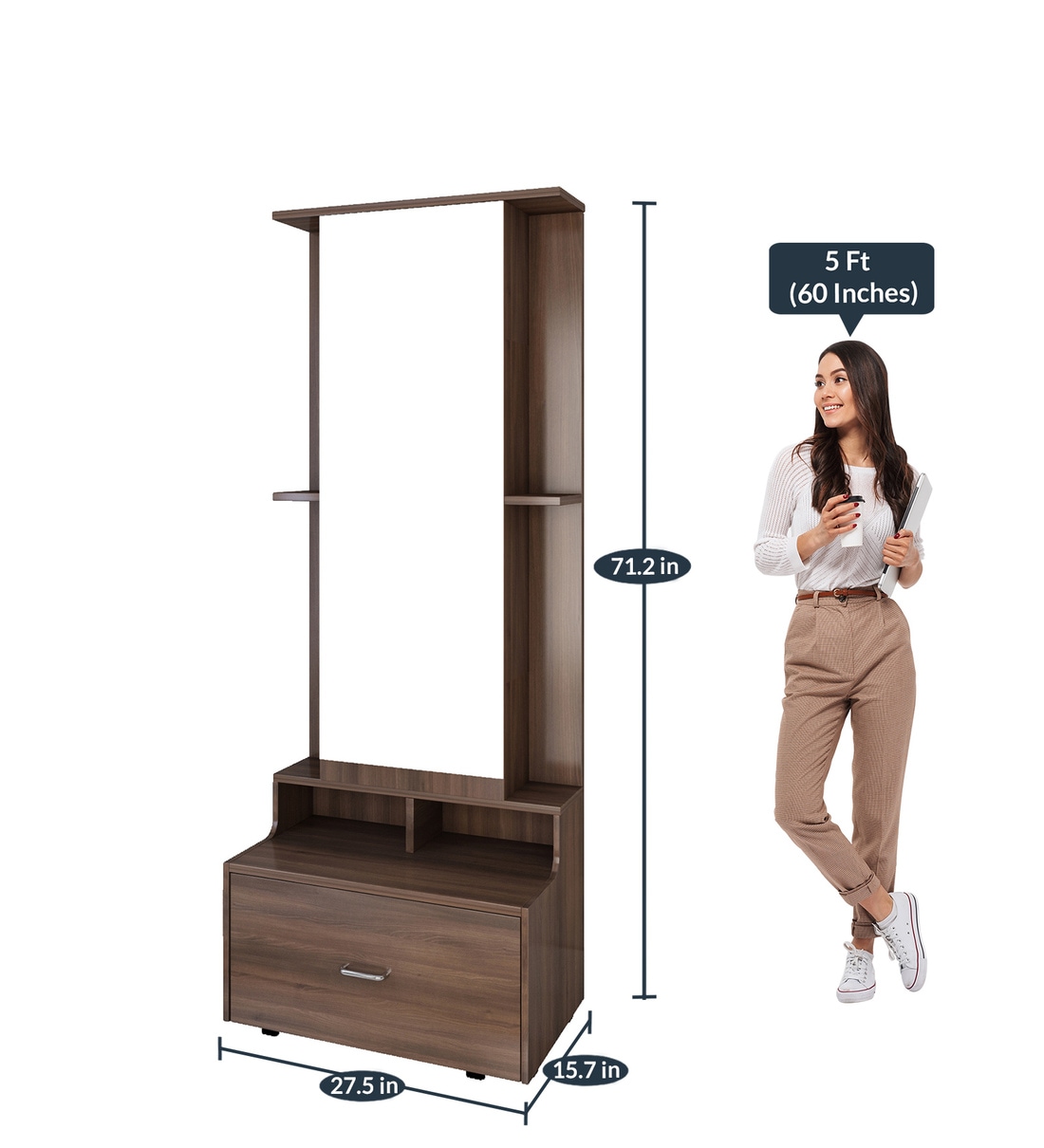 Buy Rekit Dressing Unit in Dark Acazia Finish by Crystal Furnitech ...