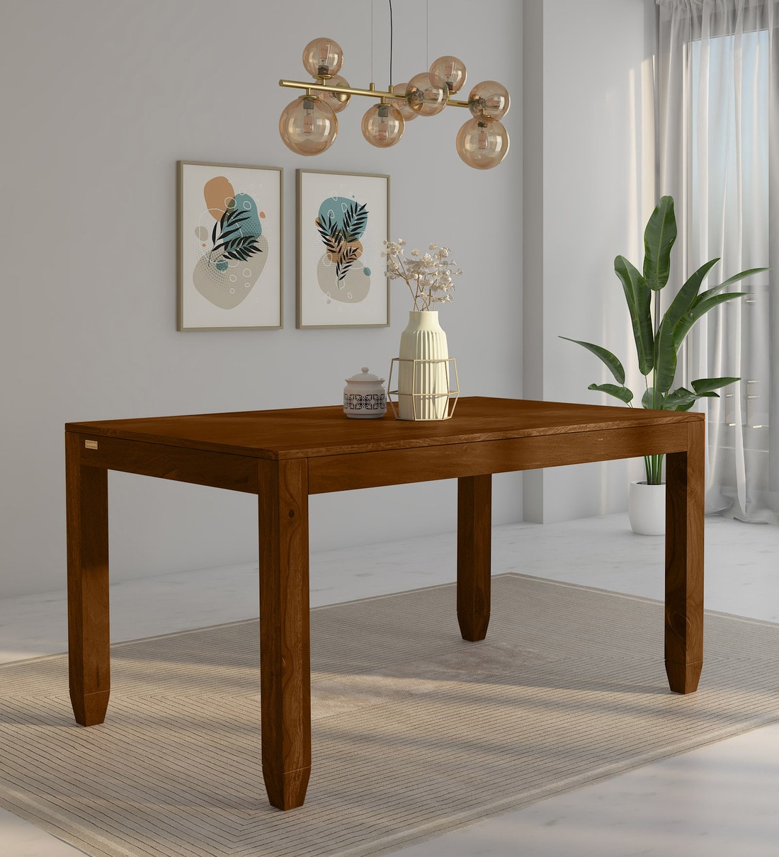 Buy Rezzan Sheesham Wood 6 Seater Dining Table In Scratch Resistant ...
