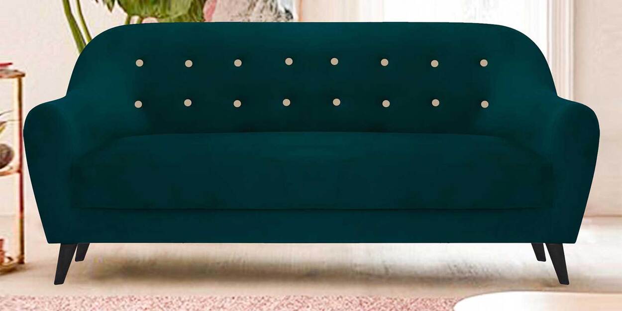 Buy Rebecca Velvet 3 Seater Sofa in Green Colour by ARRA Online - Mid ...