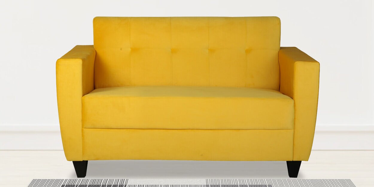 Buy Remo Fabric 2 Seater Sofa in Yellow Colour at 57% OFF by ARRA | Pepperfry