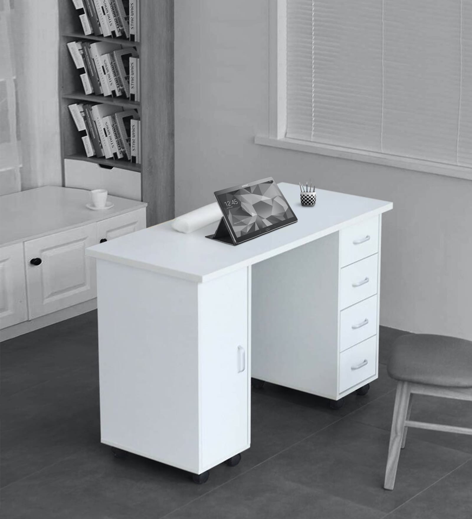Buy Rebello Office Table in White Colour at 50% OFF by Furncasa | Pepperfry
