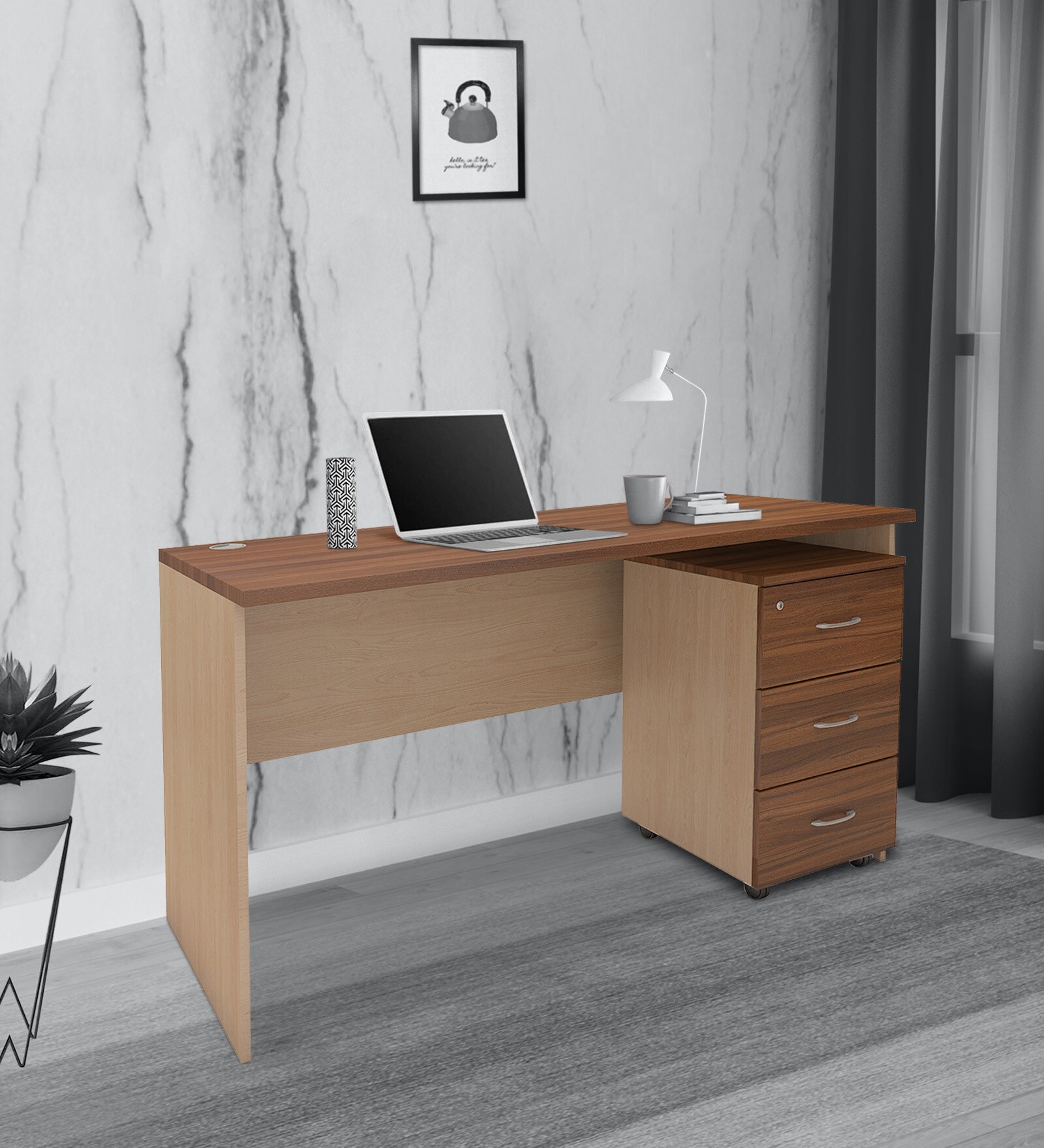 Buy Rebello Writing Table in Exotic Teak & Rest Inntal Beech Finish at ...