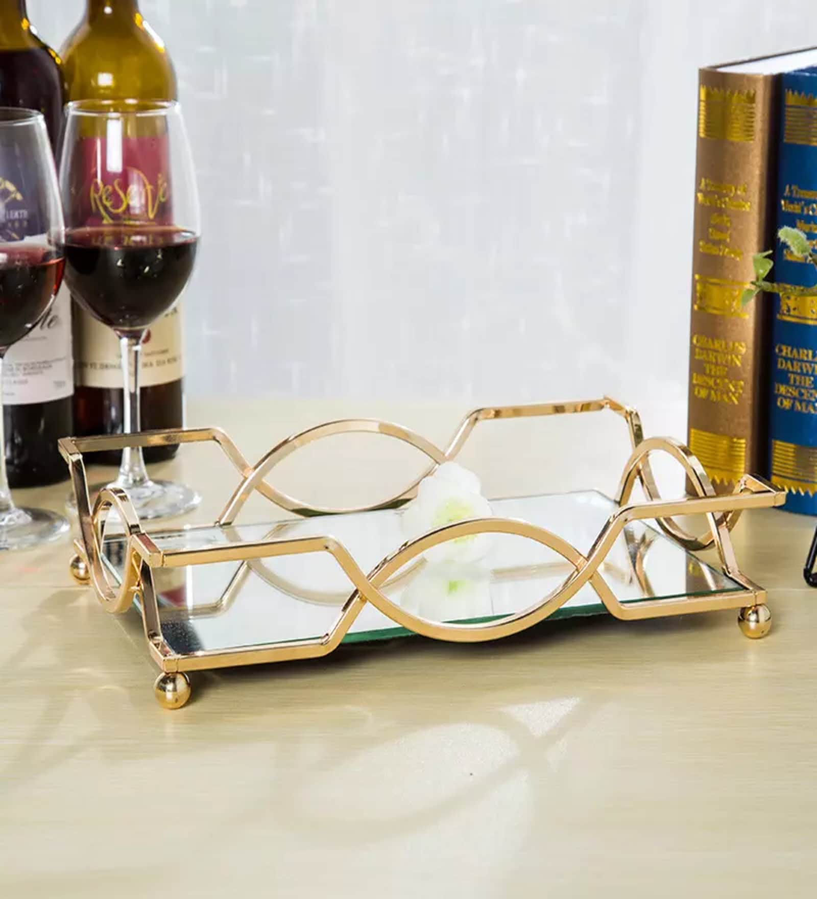 Buy Rectangle Golden Vanity Tray Desk Organizer at 32% OFF by Samara ...