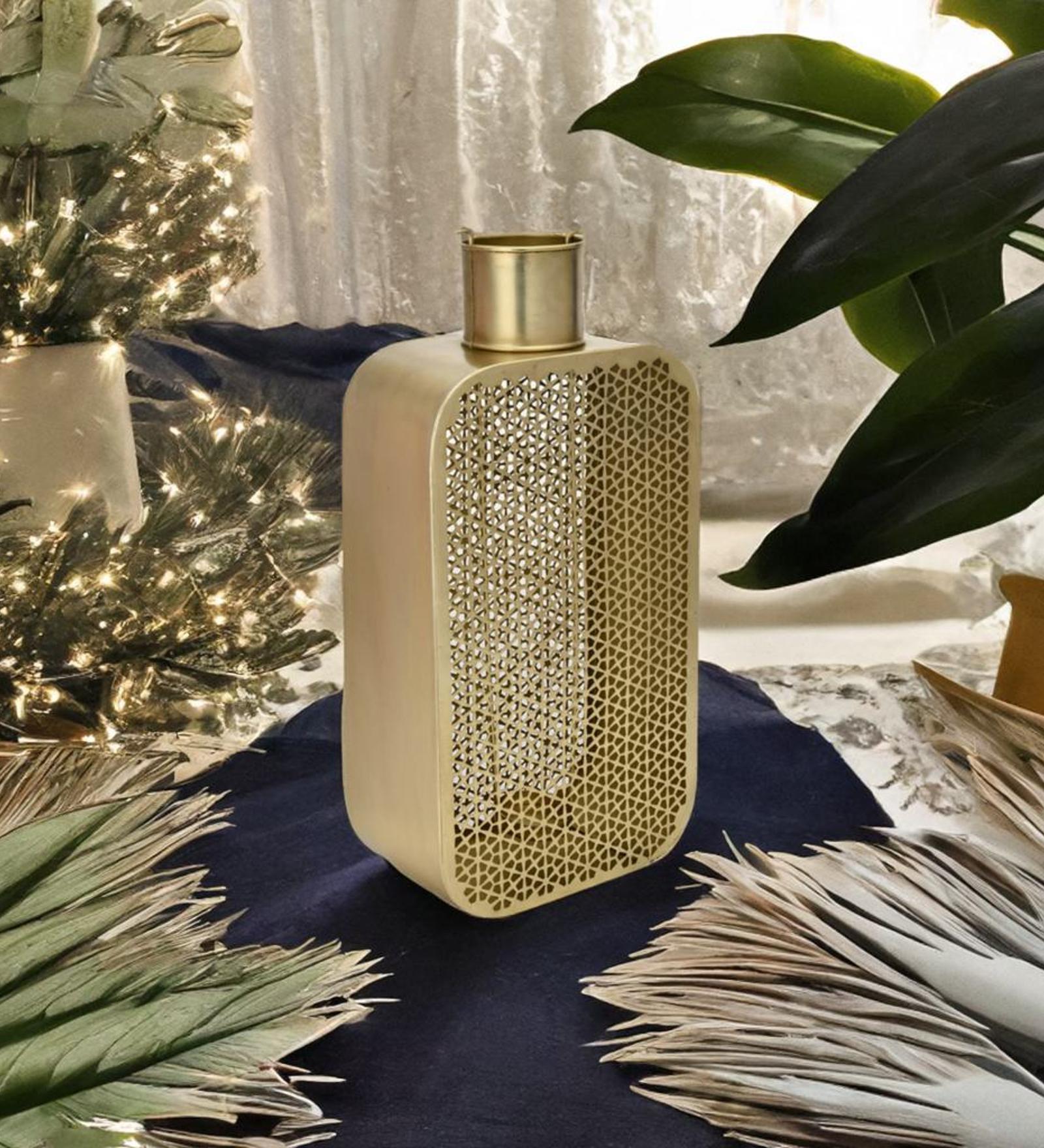 Buy Rectangular Jali Gold Iron Vase at 30% OFF by @home | Pepperfry