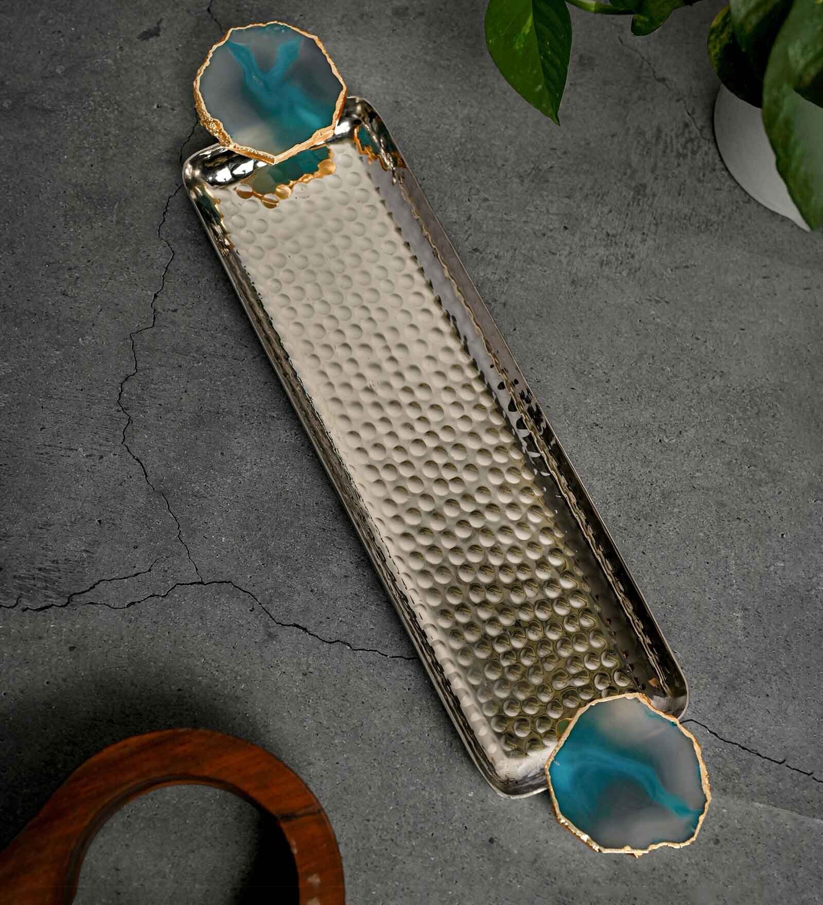 Buy Turquoise Aluminium Serving Trays at 44% OFF by Home Arte | Pepperfry