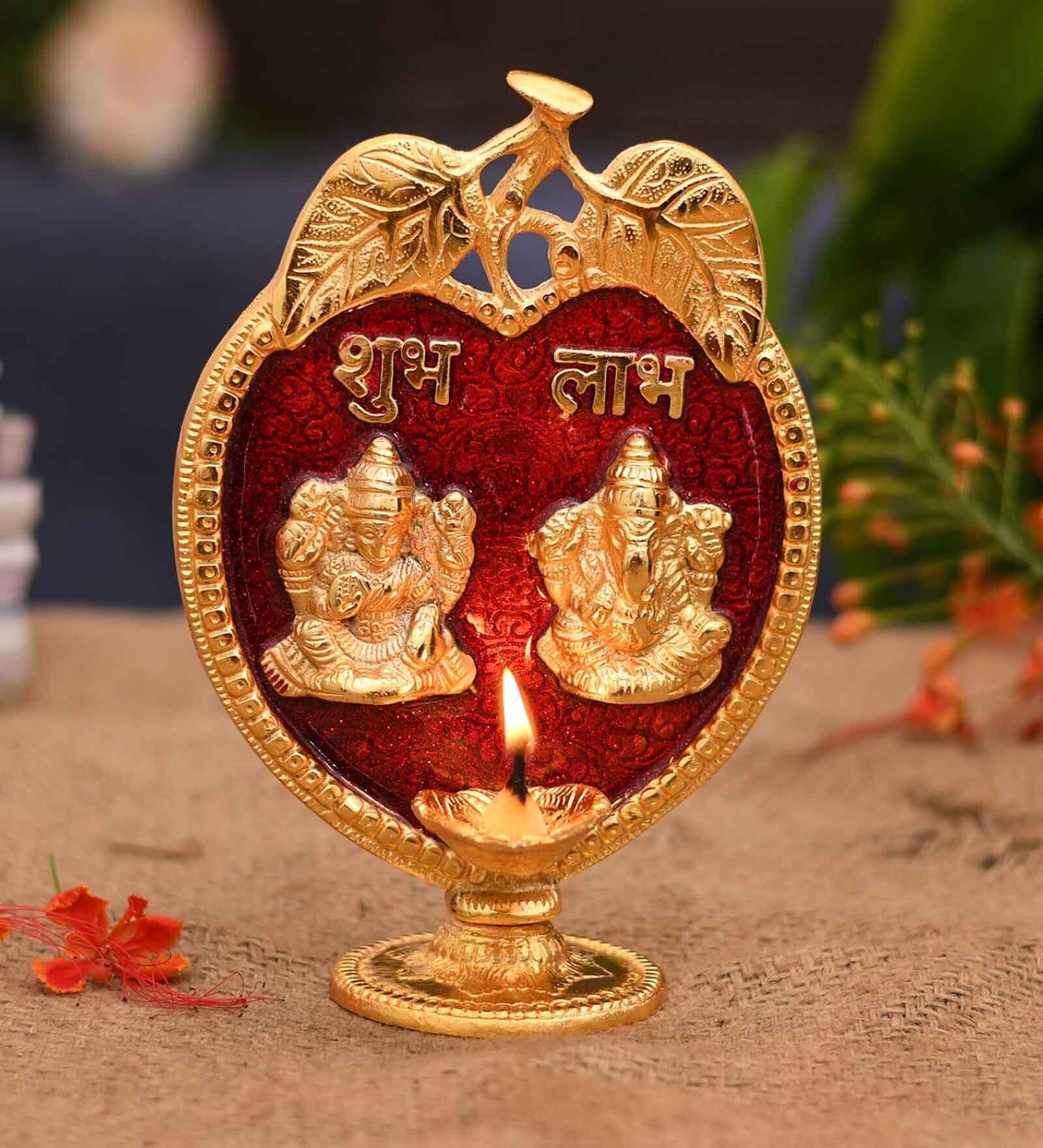 Buy Red & Gold Metal Diya by CraftVatika at 47% OFF by CraftVatika ...