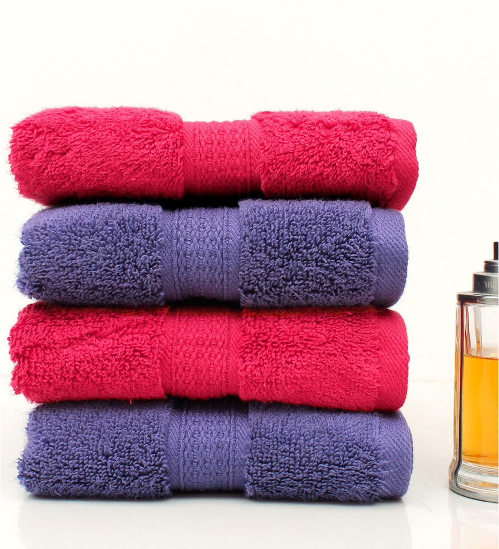 Buy Multicolor Solid 550 GSM 100% Cotton Hand Towels (Set of 4) at 47% ...