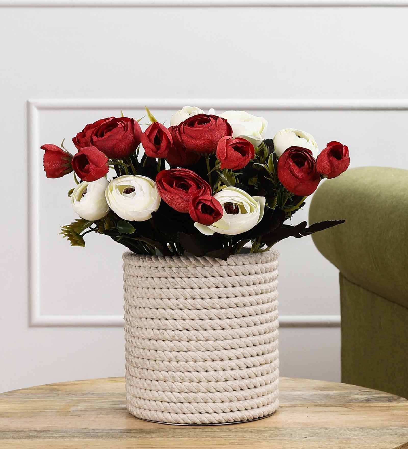 Buy Red & White Plastic Plastic Peony Artificial Flowers at 38% OFF by ...