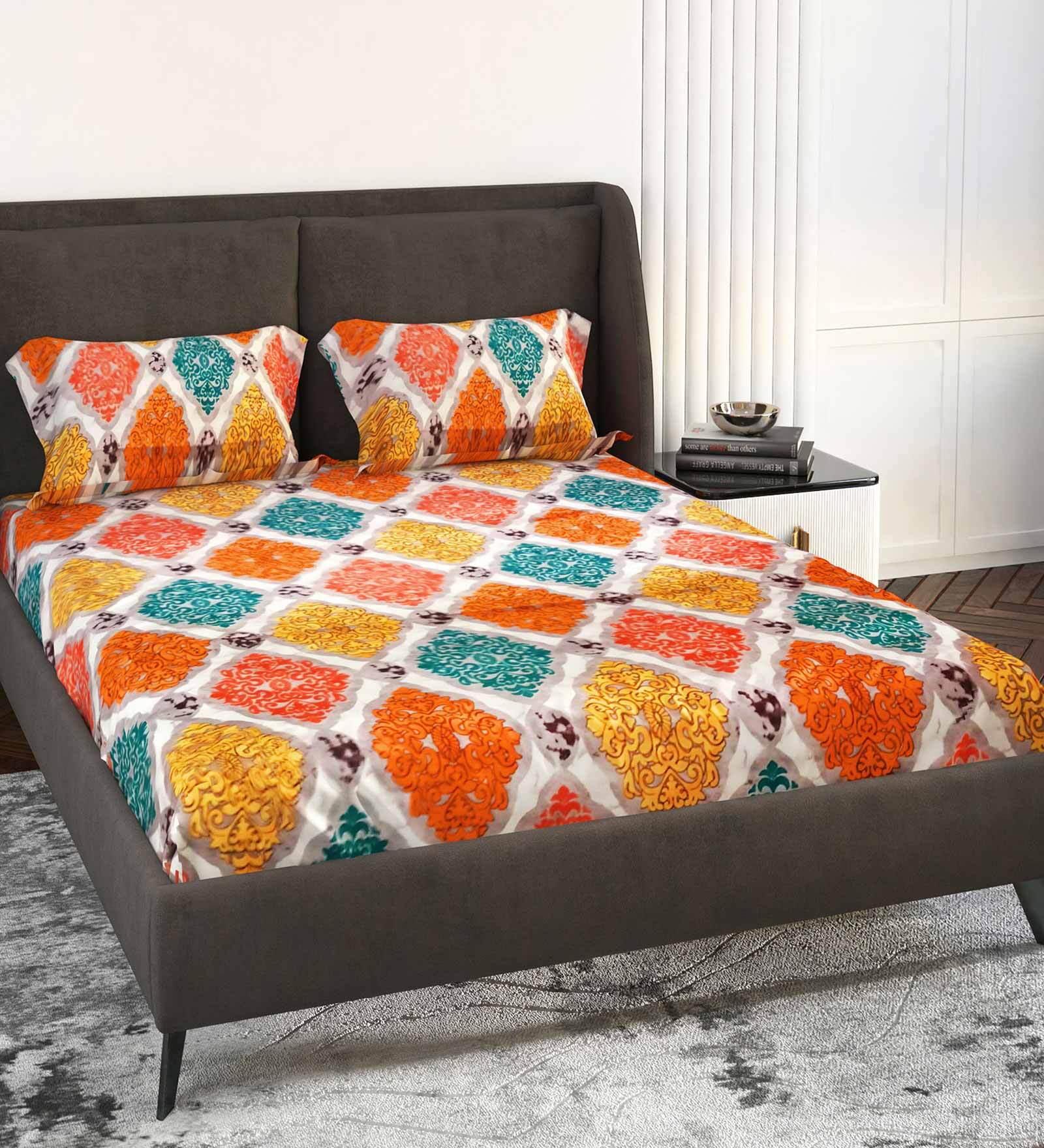 Buy Red 180 TC 100 % Cotton Double Bedsheet With 2 Pillow Covers by LABHAM at 65% OFF by LABHAM ...