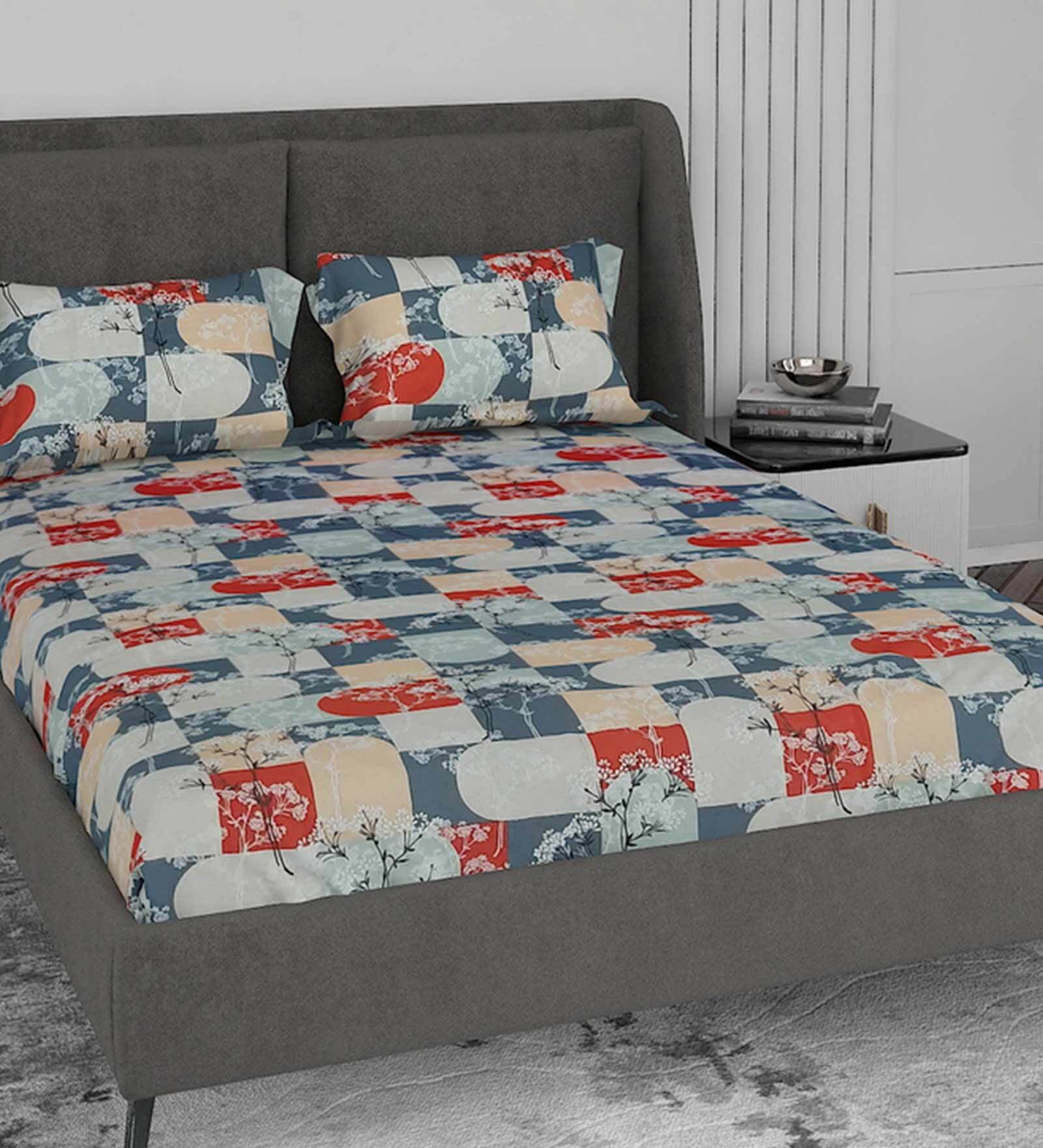 Buy Red 180 TC 100 % Cotton Double Bedsheet With 2 Pillow Covers by LABHAM at 71% OFF by LABHAM ...