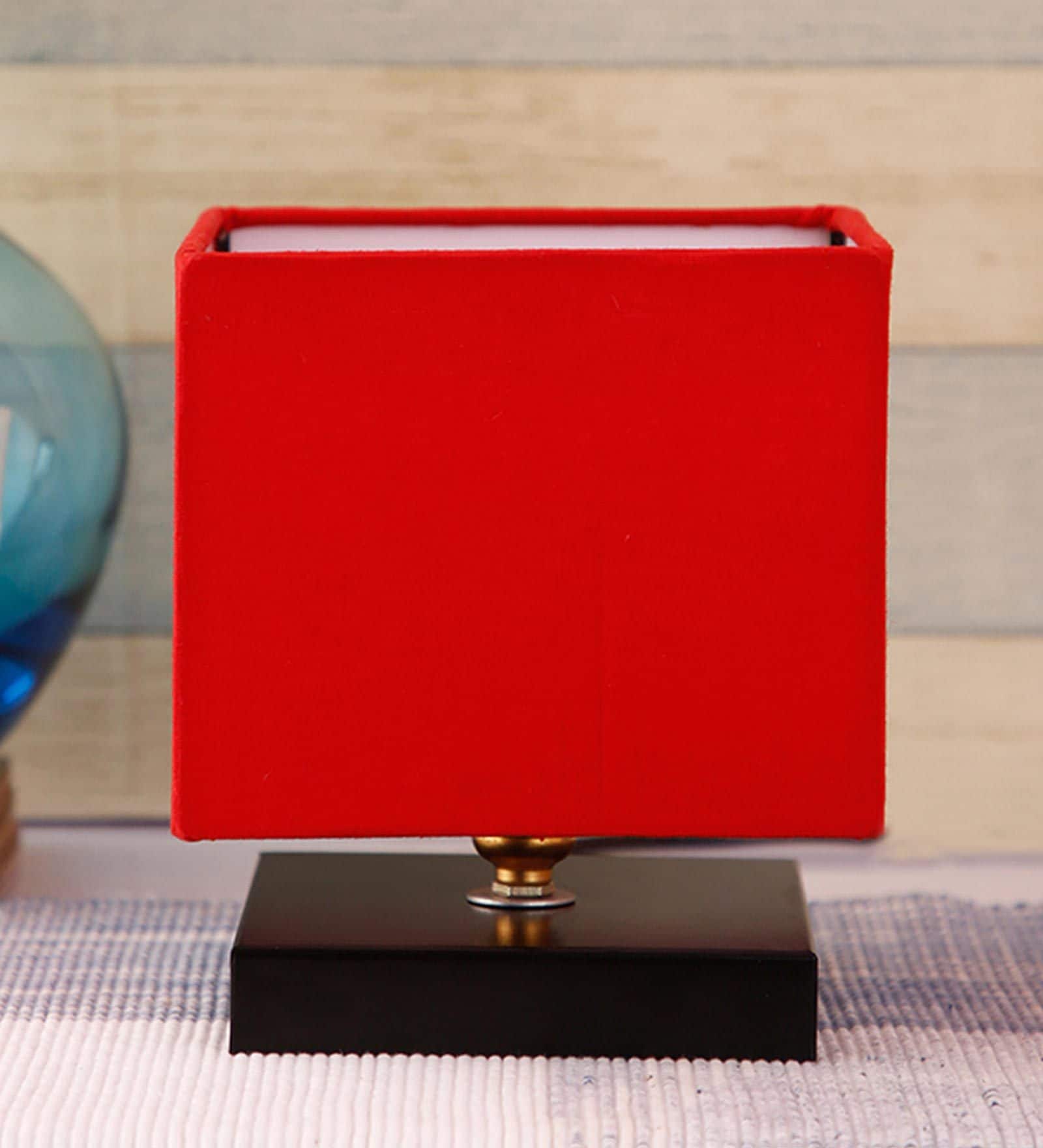 Buy Red Cotton Shade Contemporary Table Lamp With Black Base at 59% OFF ...