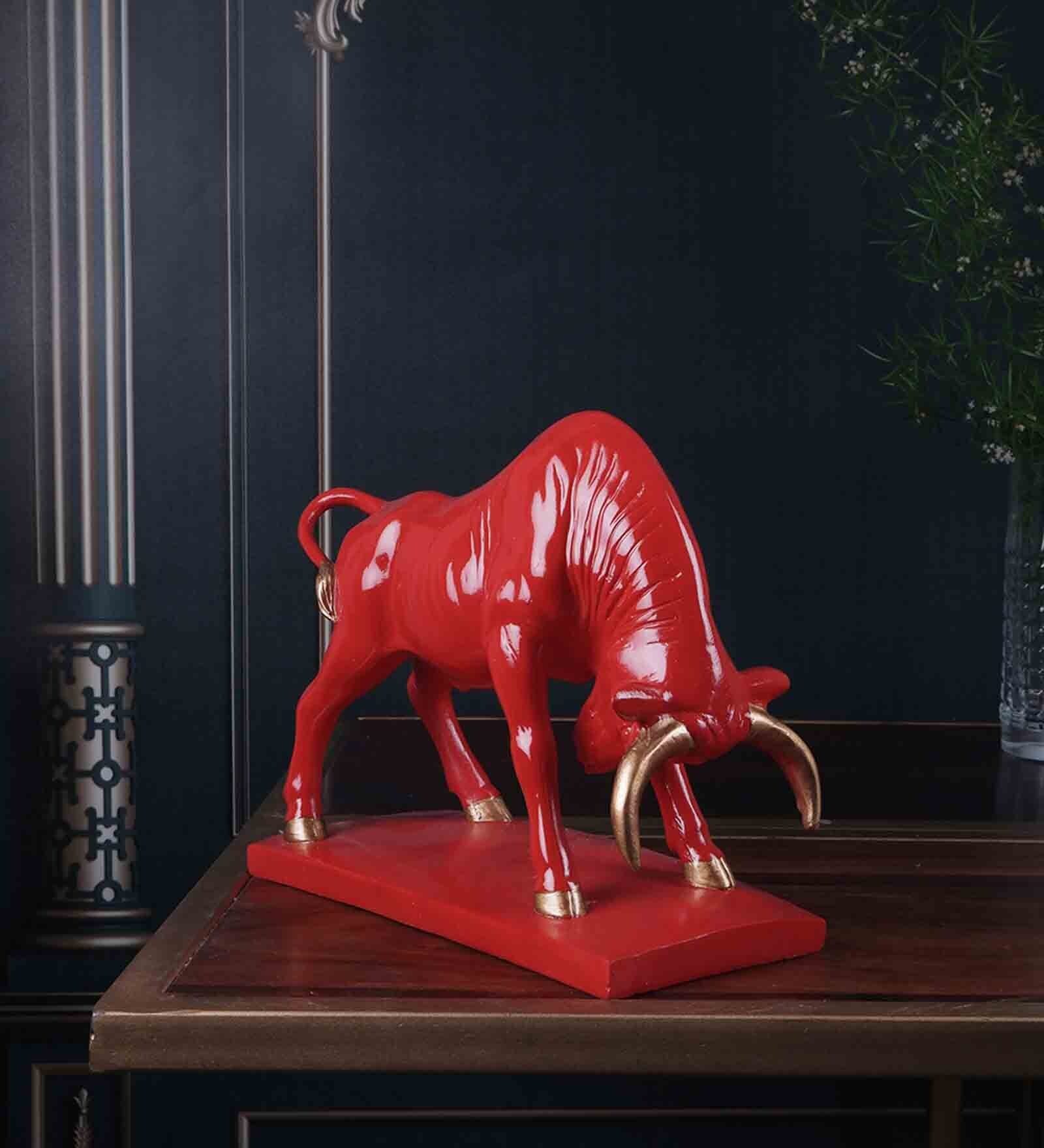 Buy Red Polyresin Premium Bull Figurine at 40% OFF by The White Ink ...